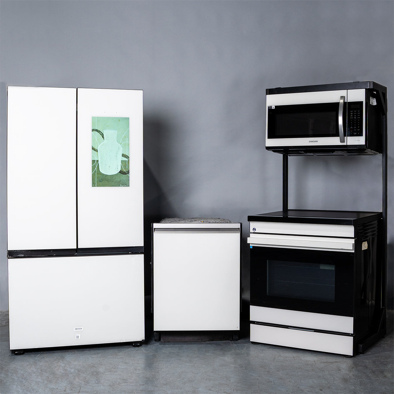 SAMSUNG SET OPEN BOX (N15) FRIDGE 3 DOOR WITH FAMILY HUB + STOVE + MIC ...